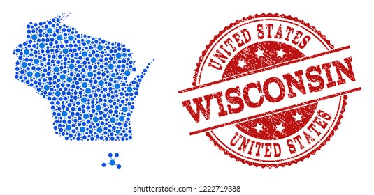Compositions Blue Map Wisconsin State Red Stock Vector (Royalty Free ...