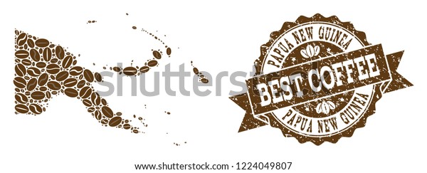 Compositions Coffee Map Papua New Guinea Stock Vector (Royalty Free ...