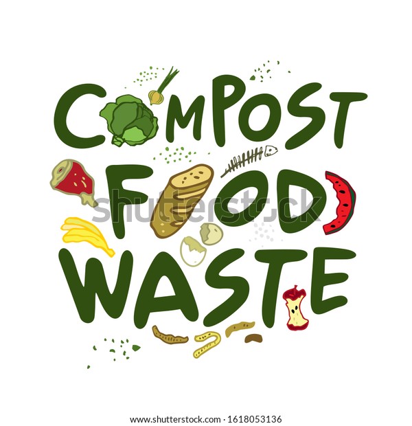 Compost Food Waste Handwritten Phrase Food: เวกเตอร์สต็อก (ปลอดค่า ...