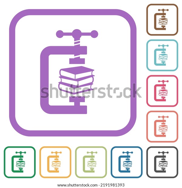 Compressing Books Vise Clamp Simple Icons Stock Vector (Royalty Free ...