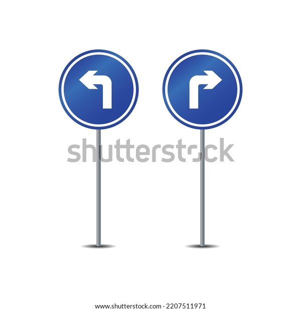 Compulsory Turn Right Left Road Sign: เวกเตอร์สต็อก (ปลอดค่าลิขสิทธิ์ ...