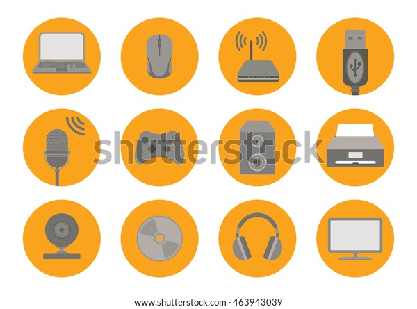 Computer Accessories Icons Flat Style Vector Stock Vector (Royalty Free ...
