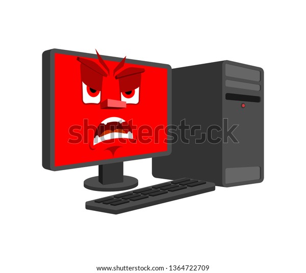 Computer Angry Emotion Isolated Evil Computer Stock Vector (Royalty ...