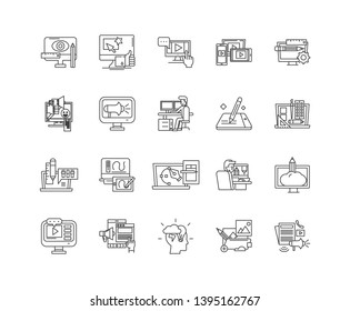 Computer Animation Line Icons Signs Vector Stock Vector (Royalty Free ...