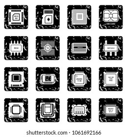 Computer Chips Icons Set Vector Grunge Stock Vector (Royalty Free ...