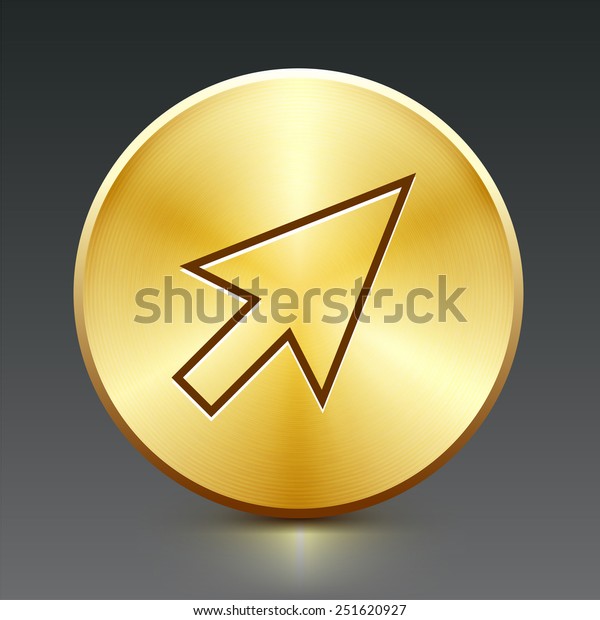 Computer Cursor Arrow On Gold Round Stock Vector (Royalty Free ...