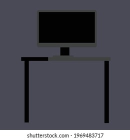 Computer Desk Vector Png Black Background Stock Vector (Royalty Free ...