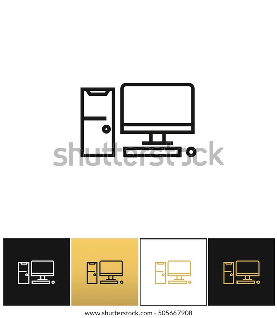 Computer Desktop Sign Pc Vector Icons Stock Vector (Royalty Free ...