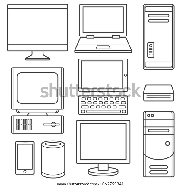Computer Device Outline Illustration Isolated Over Stock Vector ...