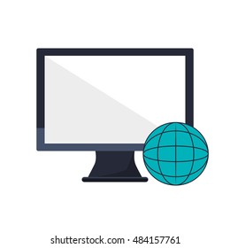Computer Earth Globe Diagram Icon Stock Vector (Royalty Free) 484157761 ...