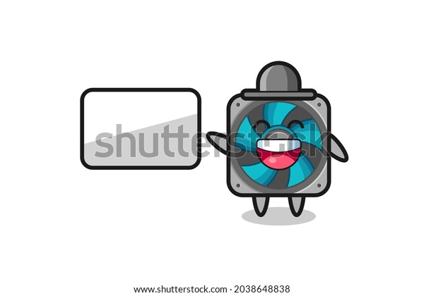 Computer Fan Cartoon Illustration Doing Presentation Stock Vector ...