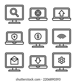 Computer Functions Black Outline Icon Stock Vector (Royalty Free ...
