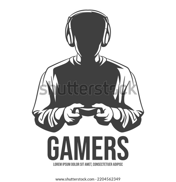 Computer Gamer Person Silhouette Vector Illustration Stock Vector ...