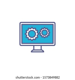 Computer Gears Fill Style Icon Vector Stock Vector (Royalty Free ...