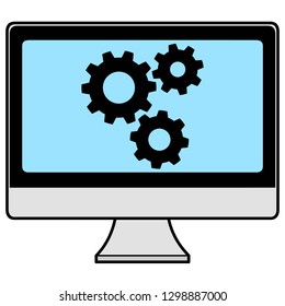 Computer Gears Vector Cartoon Illustration Computer Stock Vector ...