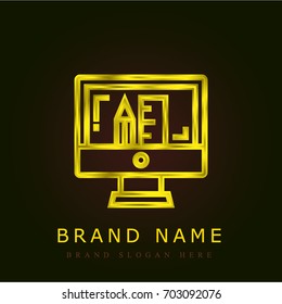 Computer Golden Metallic Logo Stock Vector (Royalty Free) 703092076 ...