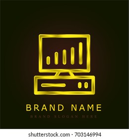 Computer Golden Metallic Logo Stock Vector (Royalty Free) 703146994 ...