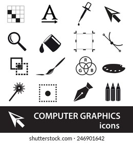 Computer Graphics Black Symbols Icon Set Stock Vector (Royalty Free ...