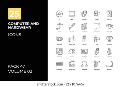 Computer Hardware Icons Collection Set Contains Stock Vector (Royalty ...