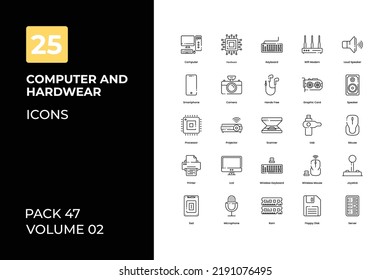 Computer Hardware Icons Collection Set Contains Stock Vector (Royalty ...