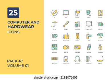 Computer Hardware Icons Collection Set Contains Stock Vector (Royalty ...