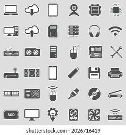 Computer Hardware Icons Sticker Design Vector Stock Vector (Royalty ...