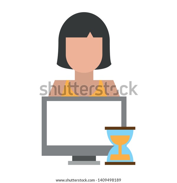 Computer Hourglass Icon Cartoon Vector Illustration: vector de stock ...