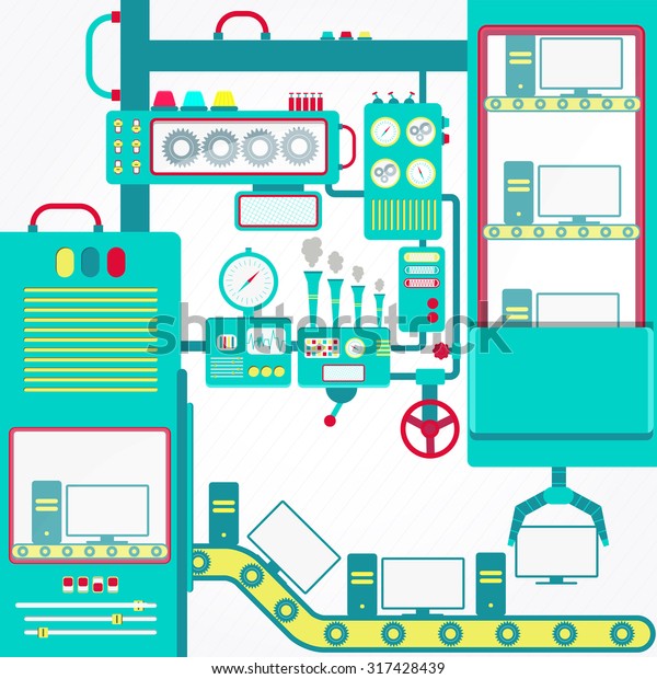Computer Industry Machinery Gripper Handling Computers Stock Vector ...