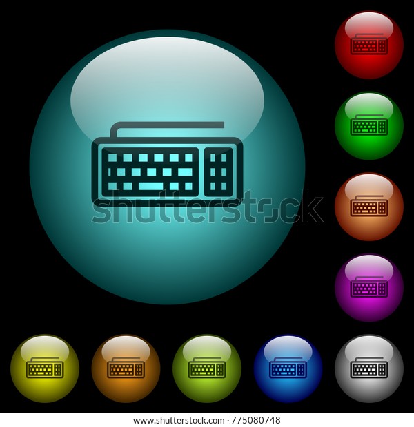 Computer Keyboard Icons Color Illuminated Spherical Stock Vector ...