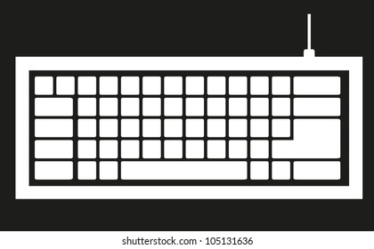 Computer Keyboard Silhouette Isolated On Black Stock Vector (Royalty ...