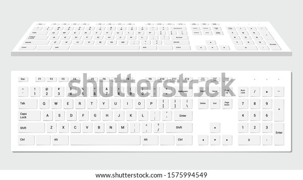 Computer Keyboards White Black Color Realistic Stock Vector (Royalty ...