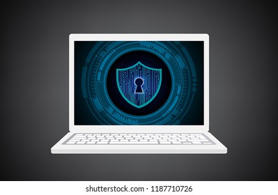 Computer Laptop Security Protect Shield Vector Stock Vector (Royalty ...