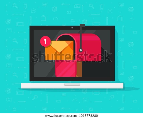 Computer Mailbox On Screen Vector Illustration Stock Vector (Royalty ...