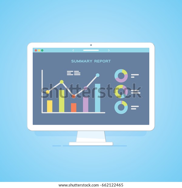 Computer Monitor Chart Graphs On Screen Stock Vector (Royalty Free ...
