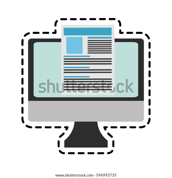 Computer Monitor Document Icon Image Stock Vector (Royalty Free ...