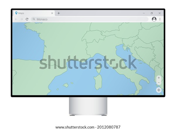 Computer Monitor Map Monaco Browser Search Stock Vector (Royalty Free ...