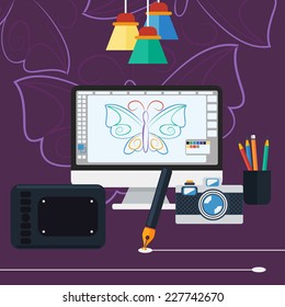 Computer Monitor Screen Program Design Architecture 스톡 벡터(로열티 프리 ...