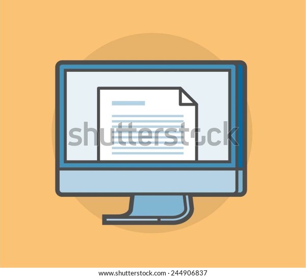 Computer Monitor Text Document Vector Illustration Stock Vector ...