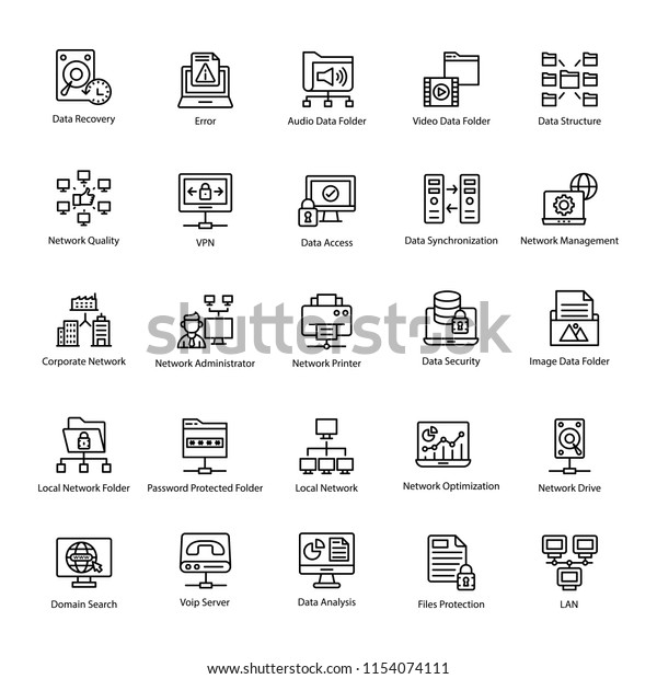 Computer Networks Line Icons Stock Vector (Royalty Free) 1154074111