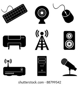 Computer Parts Peripherals Silhouette Stock Vector (Royalty Free ...