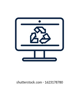 Computer Recycle Ecology Environment Icon Linear Stock Vector (Royalty ...