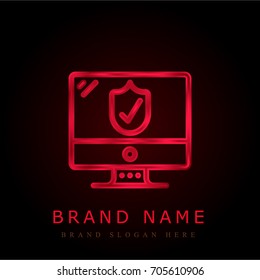 Computer Red Chromium Metallic Logo Stock Vector (Royalty Free ...