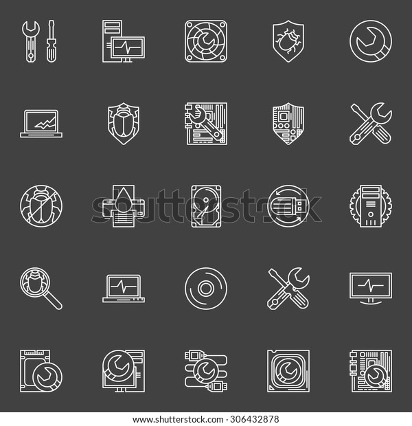 Computer Repair Icons Vector Symbols Pc Stock Vector (Royalty Free ...
