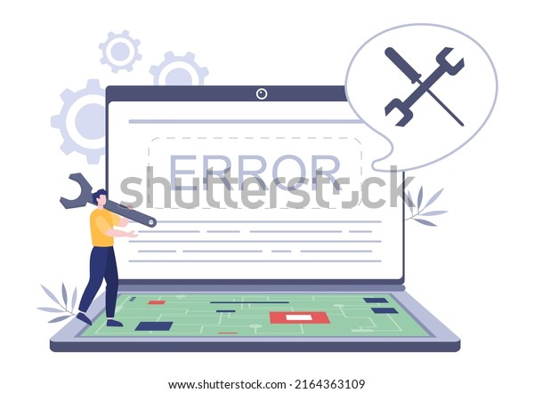 Computer Repair Service Flat Cartoon Illustration 库存矢量图（免版税）2164363109 ...