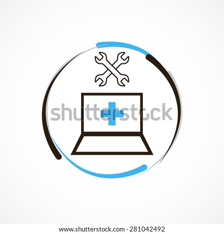 Computer Repair Service Logo Icon Stock Vector (Royalty Free) 281042492 ...