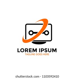 Computer Repair Service Logo Vector Illustration Stock Vector (Royalty ...