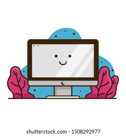 Computer Screen Illustration Smile Emoticons Computer Stock Vector ...