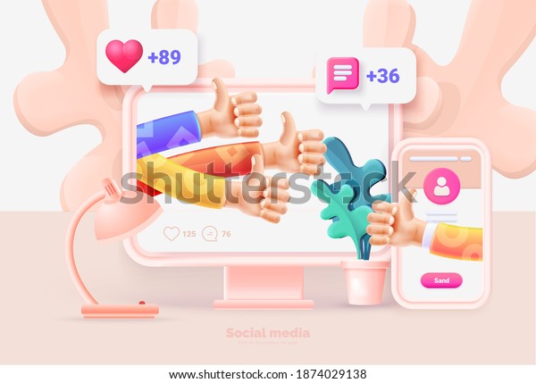 Computer Smartphone Social Media User Interface Stock Vector (Royalty ...