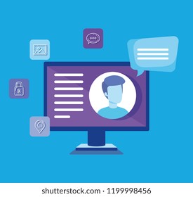 Computer Social Media Icons Stock Vector (Royalty Free) 1199998456 ...