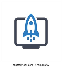 Computer Spaceship Icon On White Background Stock Vector (Royalty Free ...